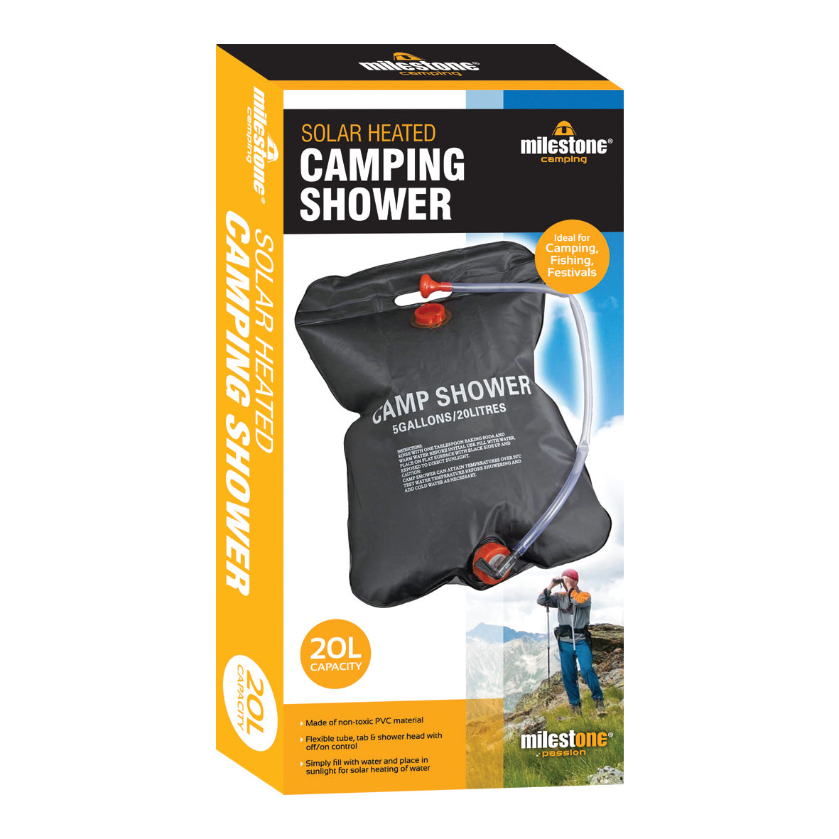 20 Litre Solar Camping Shower – Milestone Camping